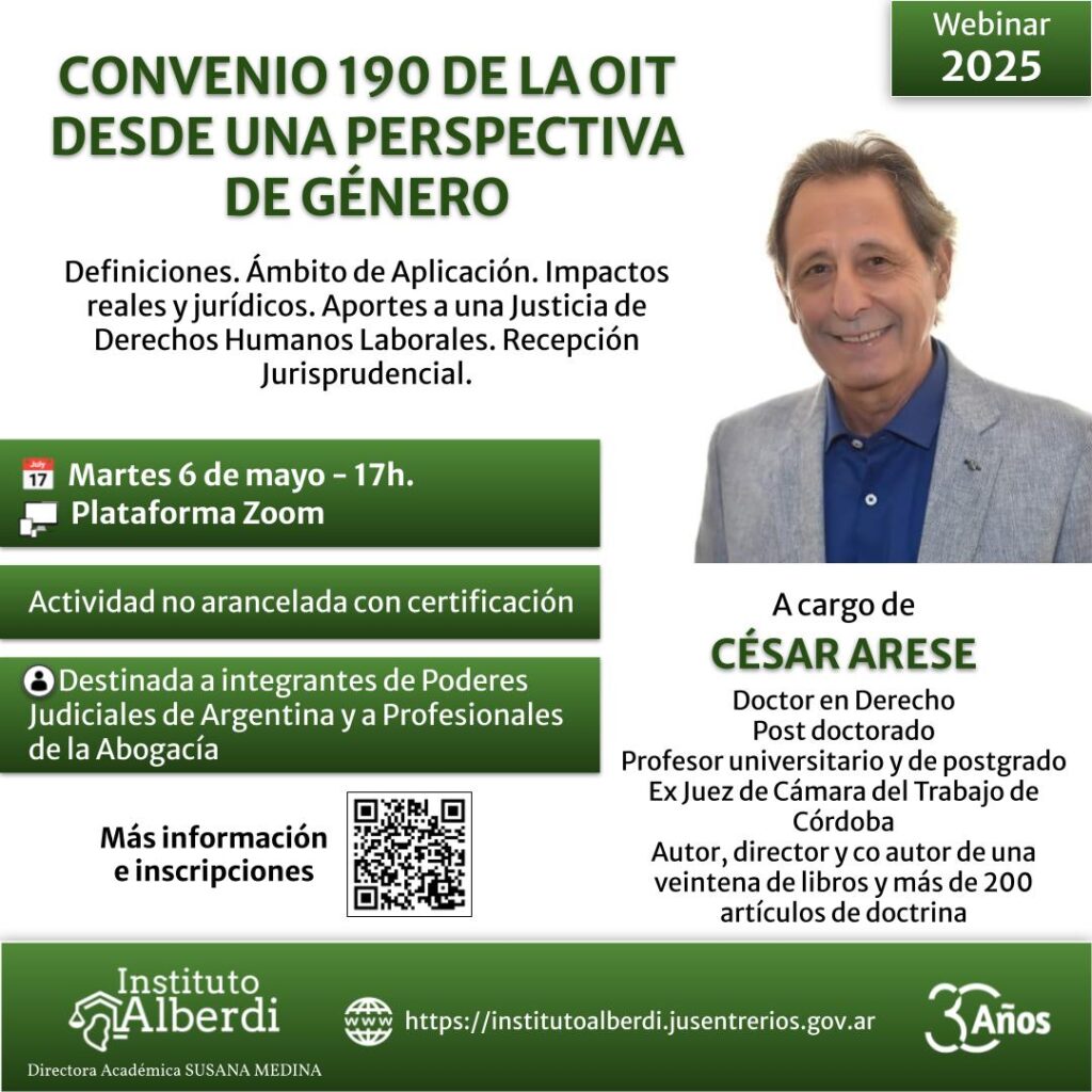 Webinar CONVENIO 190 DE LA OIT DESDE UNA PERSPECTIVA DE GÉNERO – Instituto Alberdi