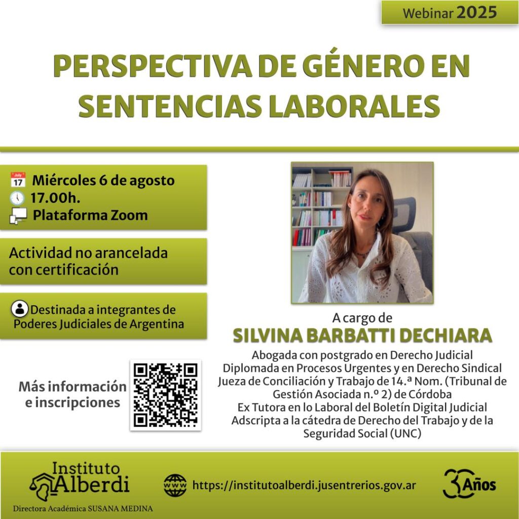 Webinar PERSPECTIVA DE GÉNERO EN SENTENCIAS LABORALES – Instituto Alberdi