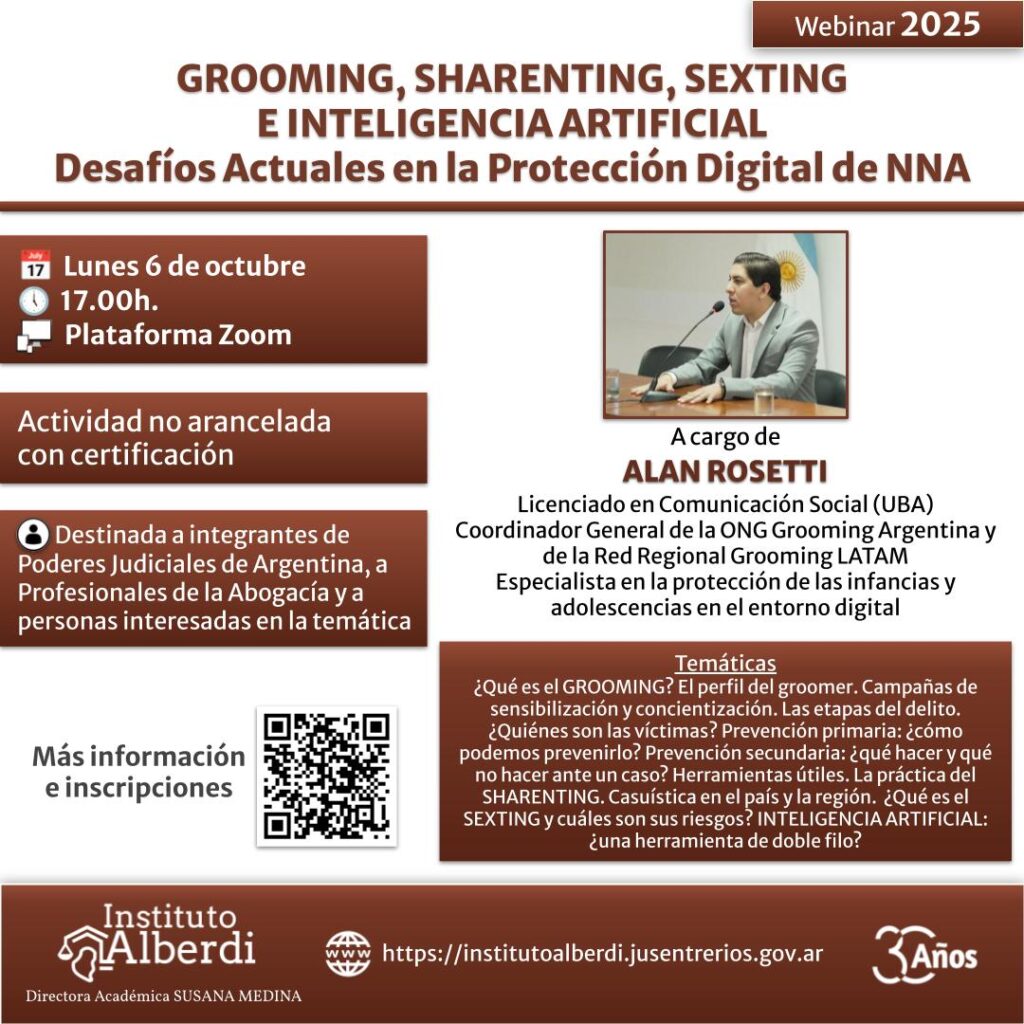 Webinar GROOMING, SHARENTING, SEXTING E INTELIGENCIA ARTIFICIAL ...