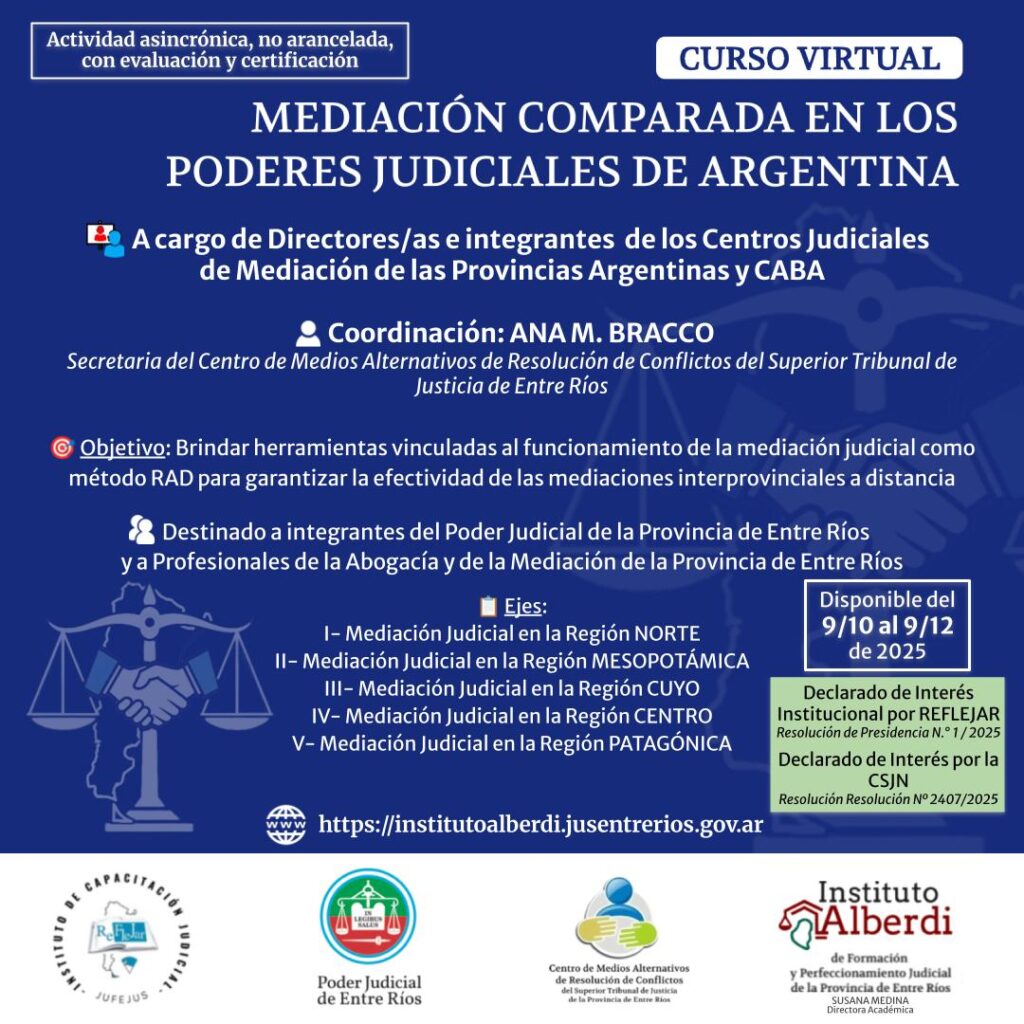 Curso Virtual MEDIACIÓN COMPARADA EN LOS PODERES JUDICIALES DE ...